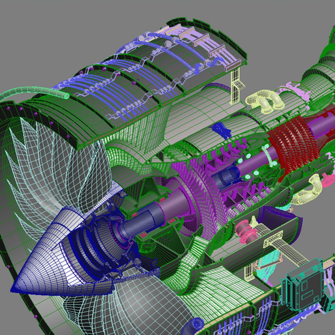 3d jet engine cutaway model