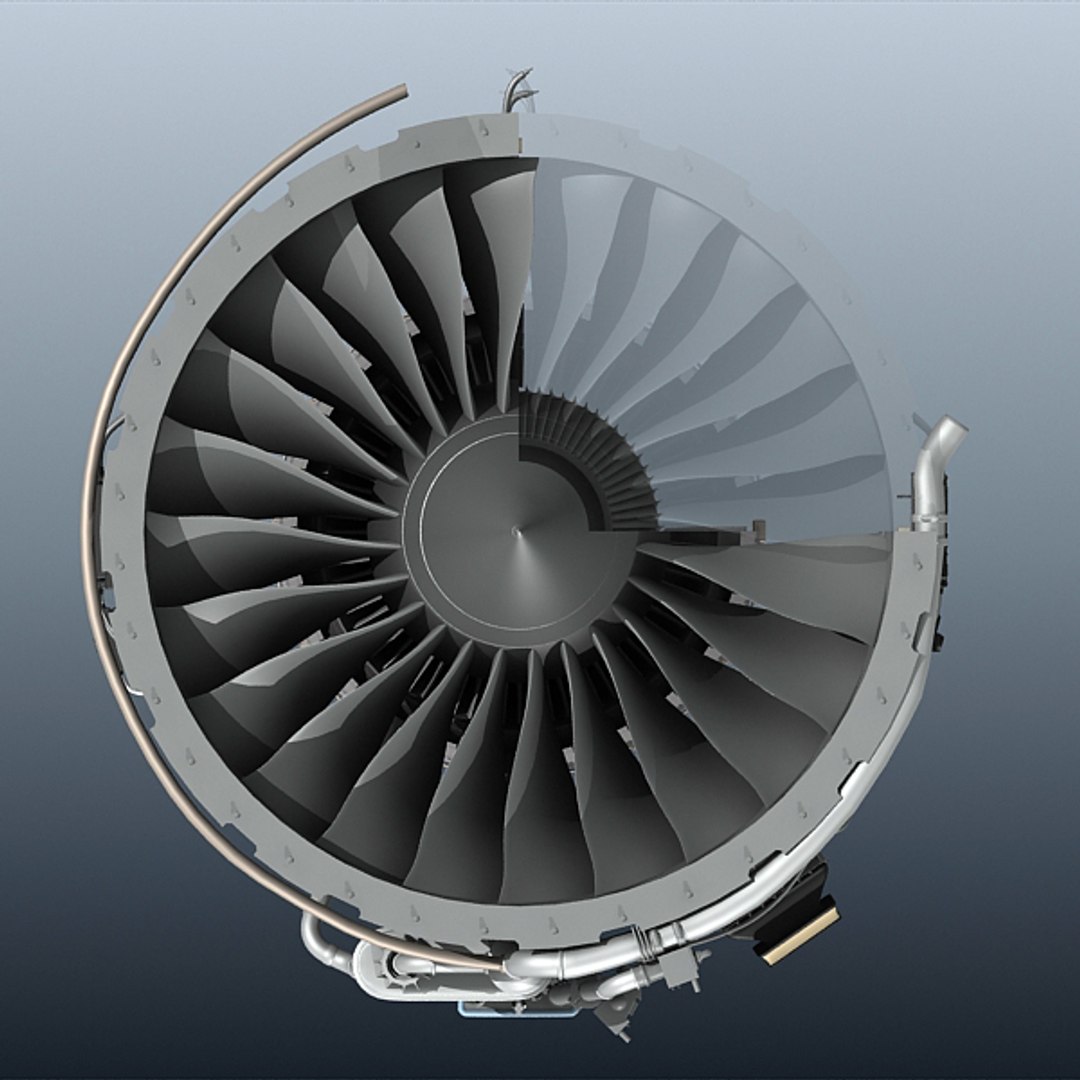 3d jet engine cutaway model