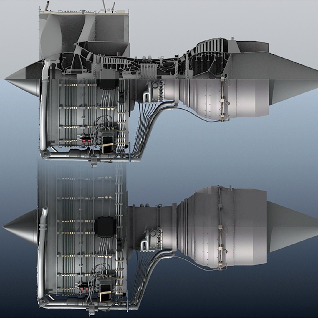 3d jet engine cutaway model