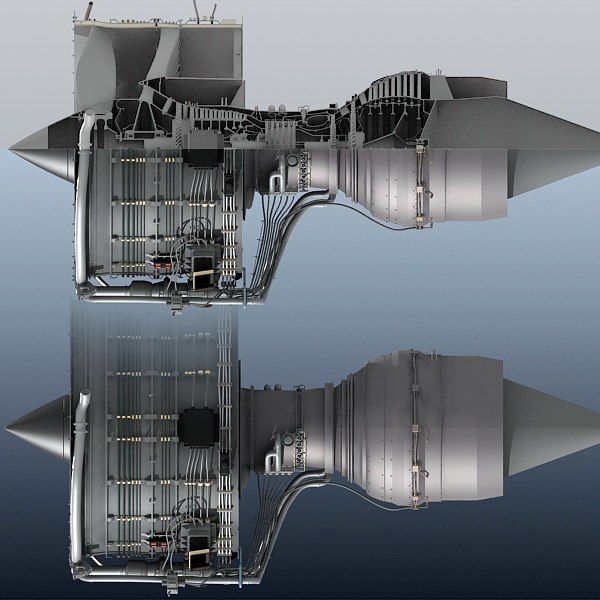3d jet engine cutaway model