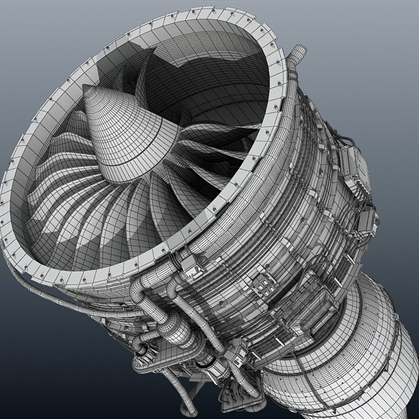 3d jet engine cutaway model