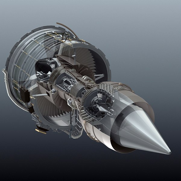 3d jet engine cutaway model