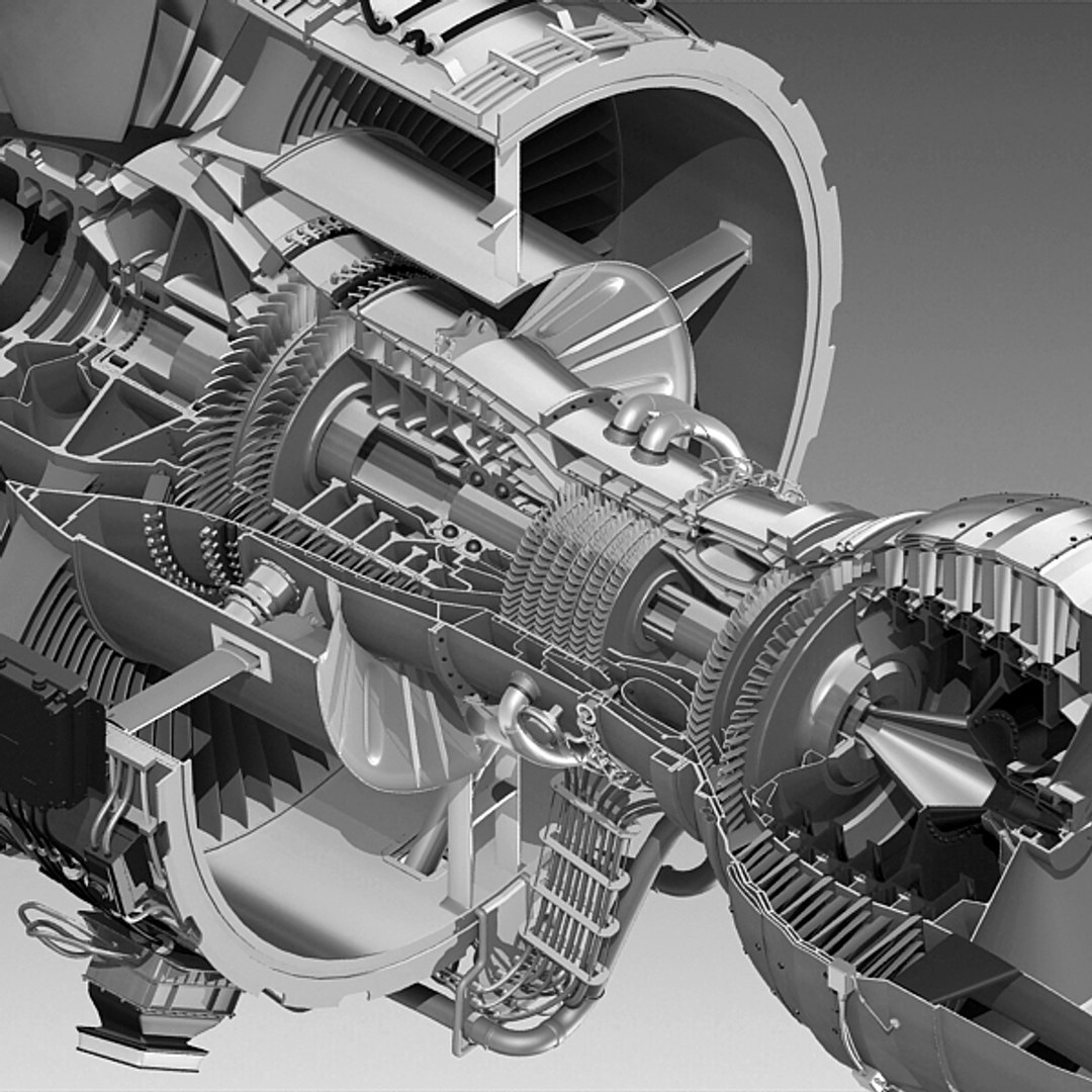 3d jet engine cutaway model