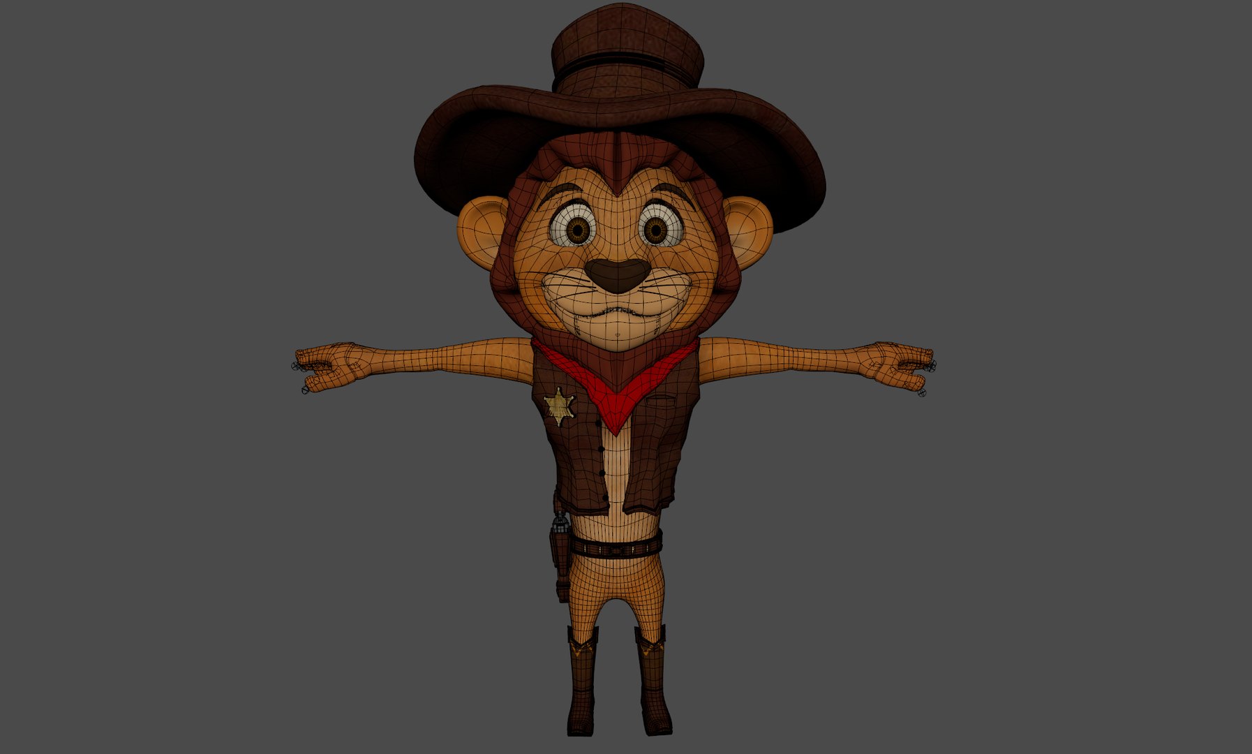 3D Cowboy Cartoon Lion - TurboSquid 2411556