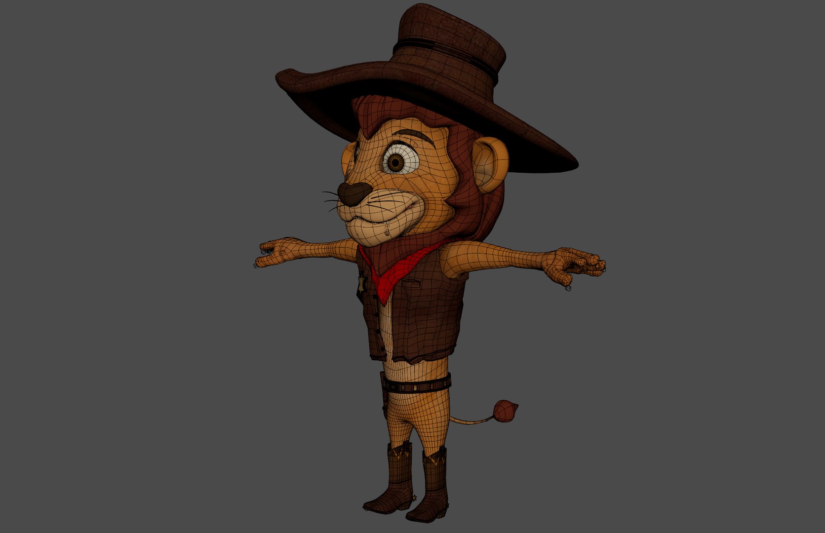 3D Cowboy Cartoon Lion - TurboSquid 2411556