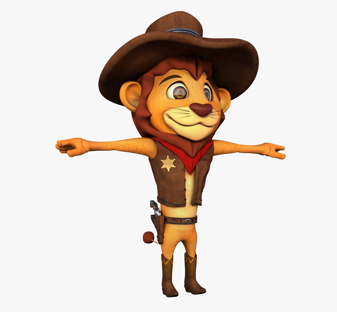 3D Cowboy Cartoon Lion - TurboSquid 2411556