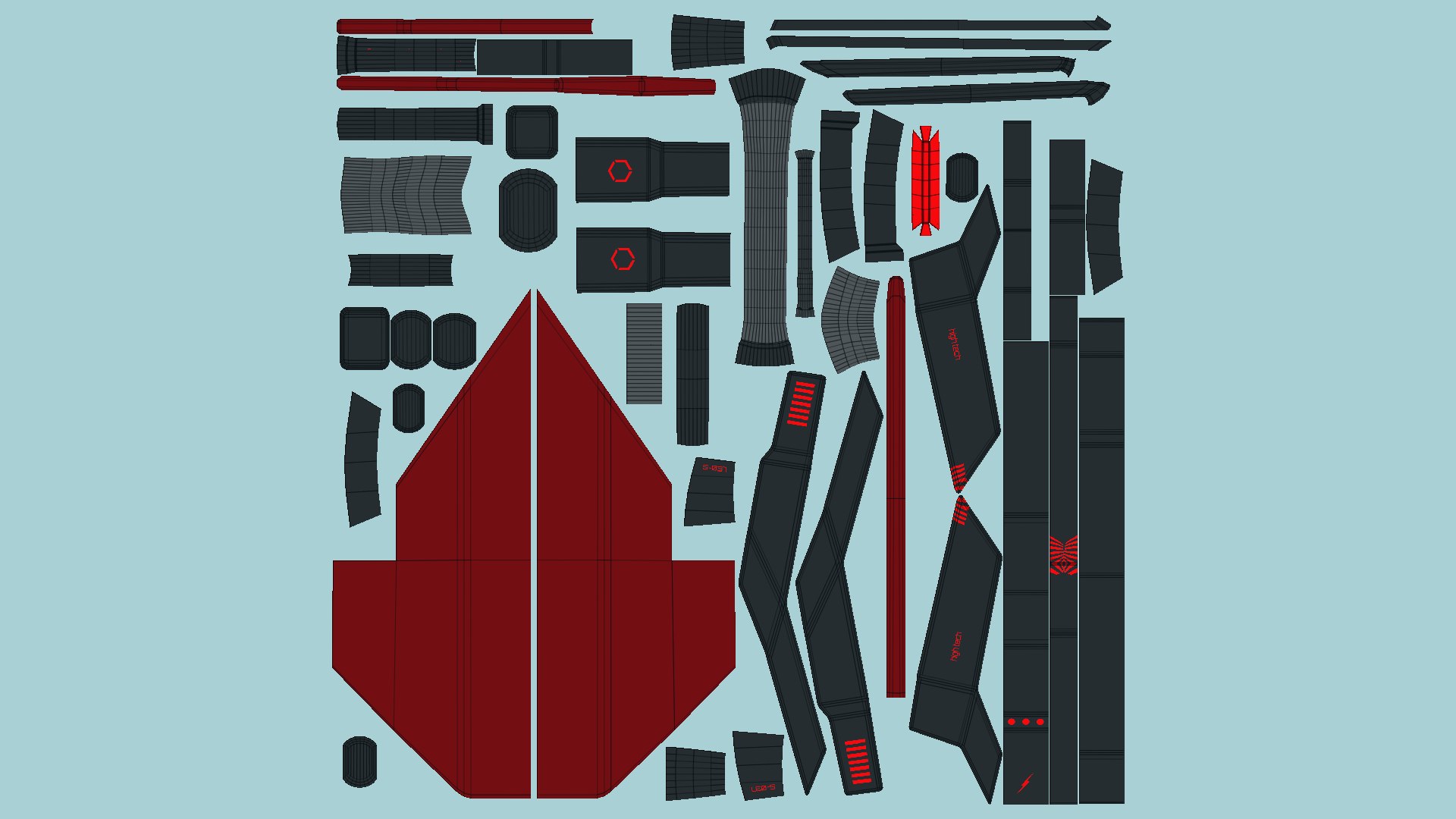 SciFi War Axe A04 Black Red - Sci Fi Weapon Design 3D model ...