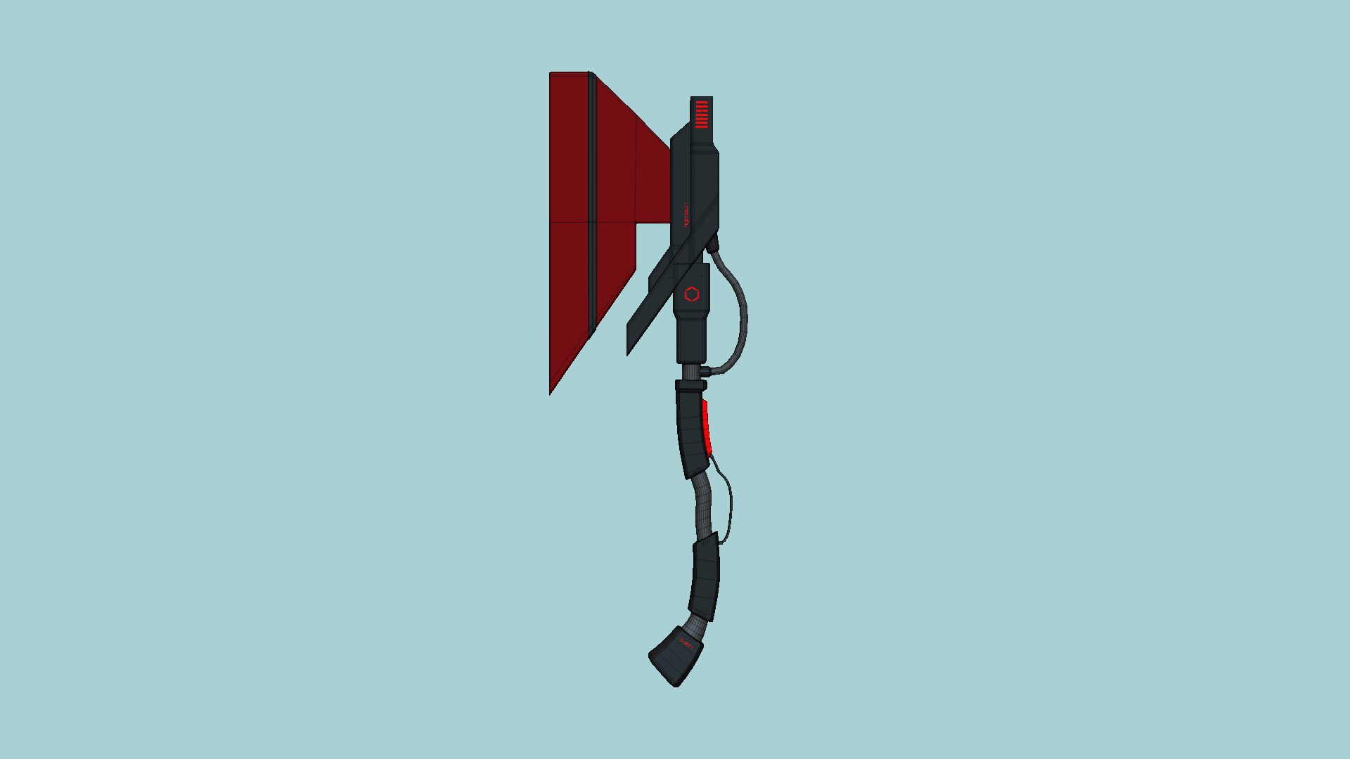 SciFi War Axe A04 Black Red - Sci Fi Weapon Design 3D model ...