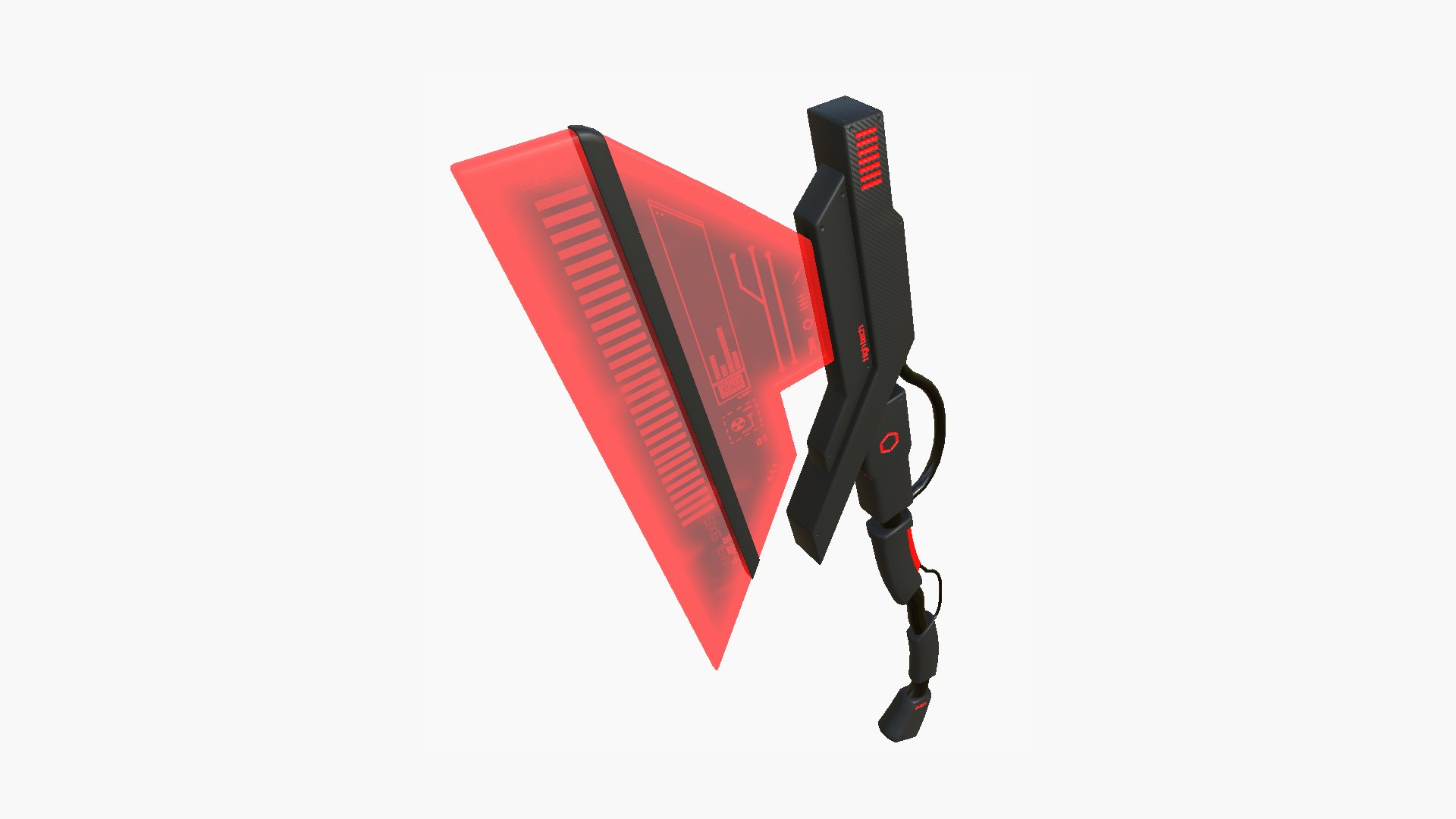 SciFi War Axe A04 Black Red - Sci Fi Weapon Design 3D model ...