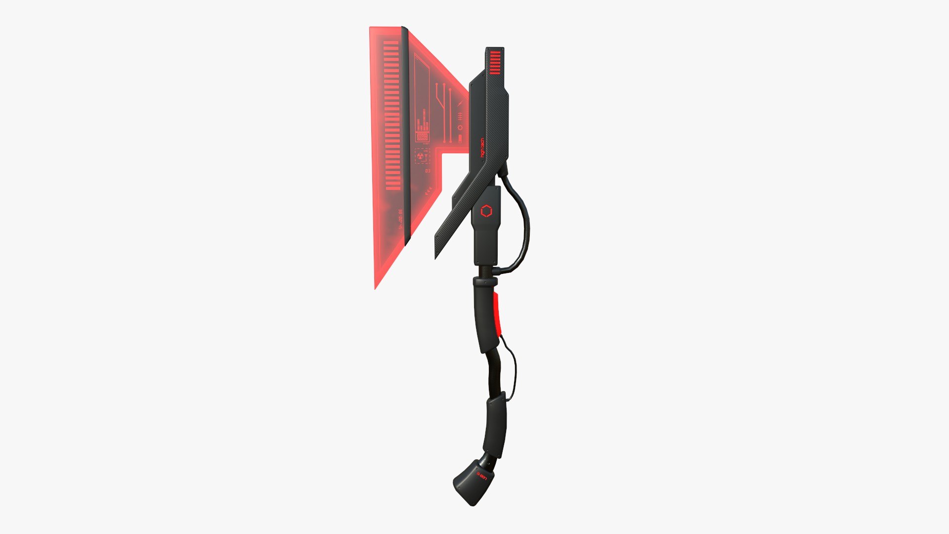 SciFi War Axe A04 Black Red - Sci Fi Weapon Design 3D model ...