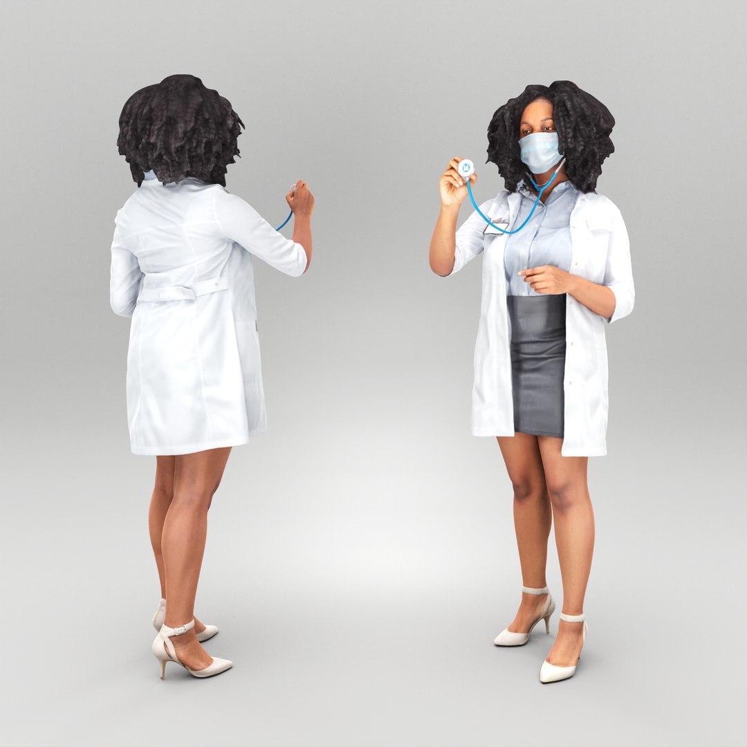 3D Female Doctor In Medical Attire With Stethoscope 401 Model ...