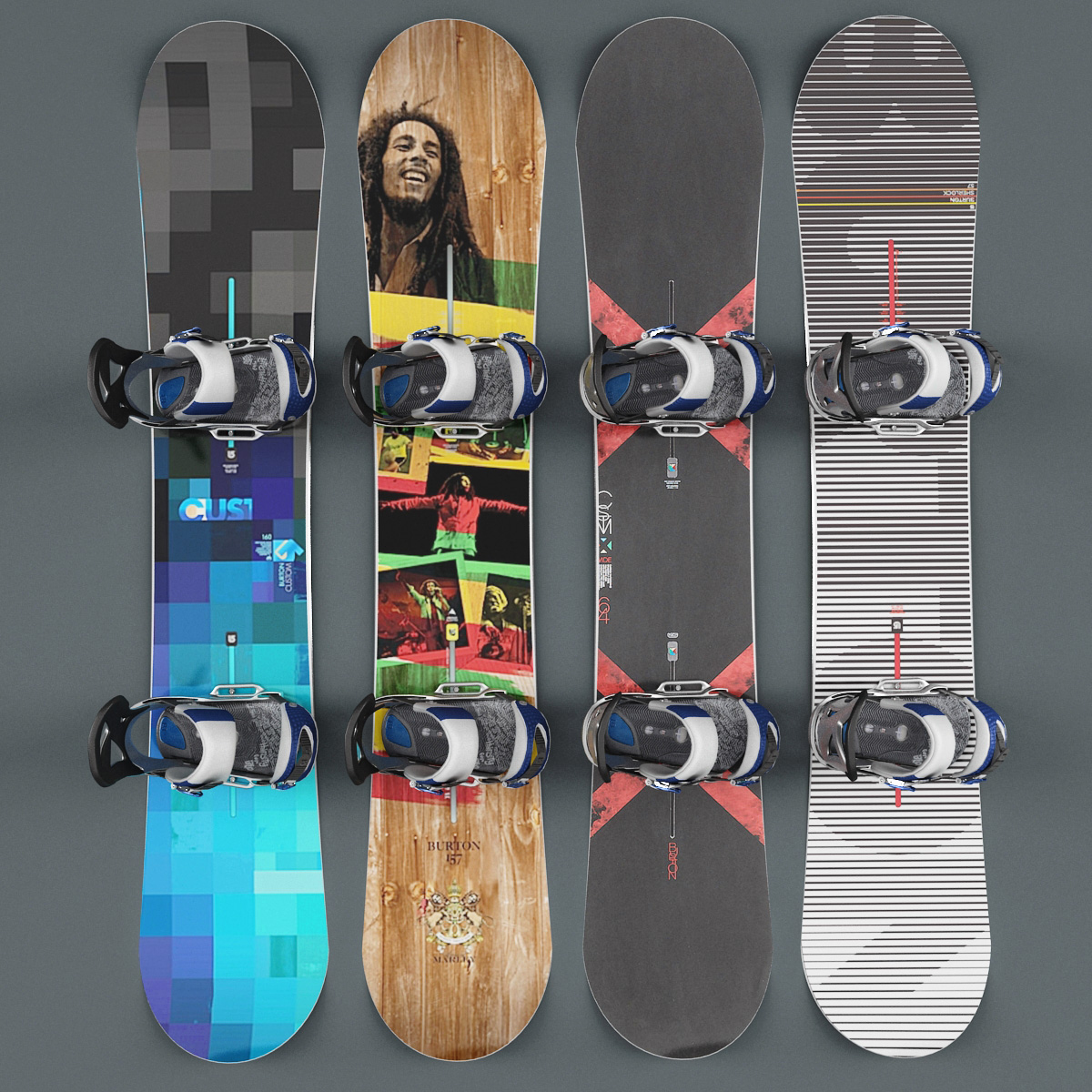 3d model snowboards set outdoor