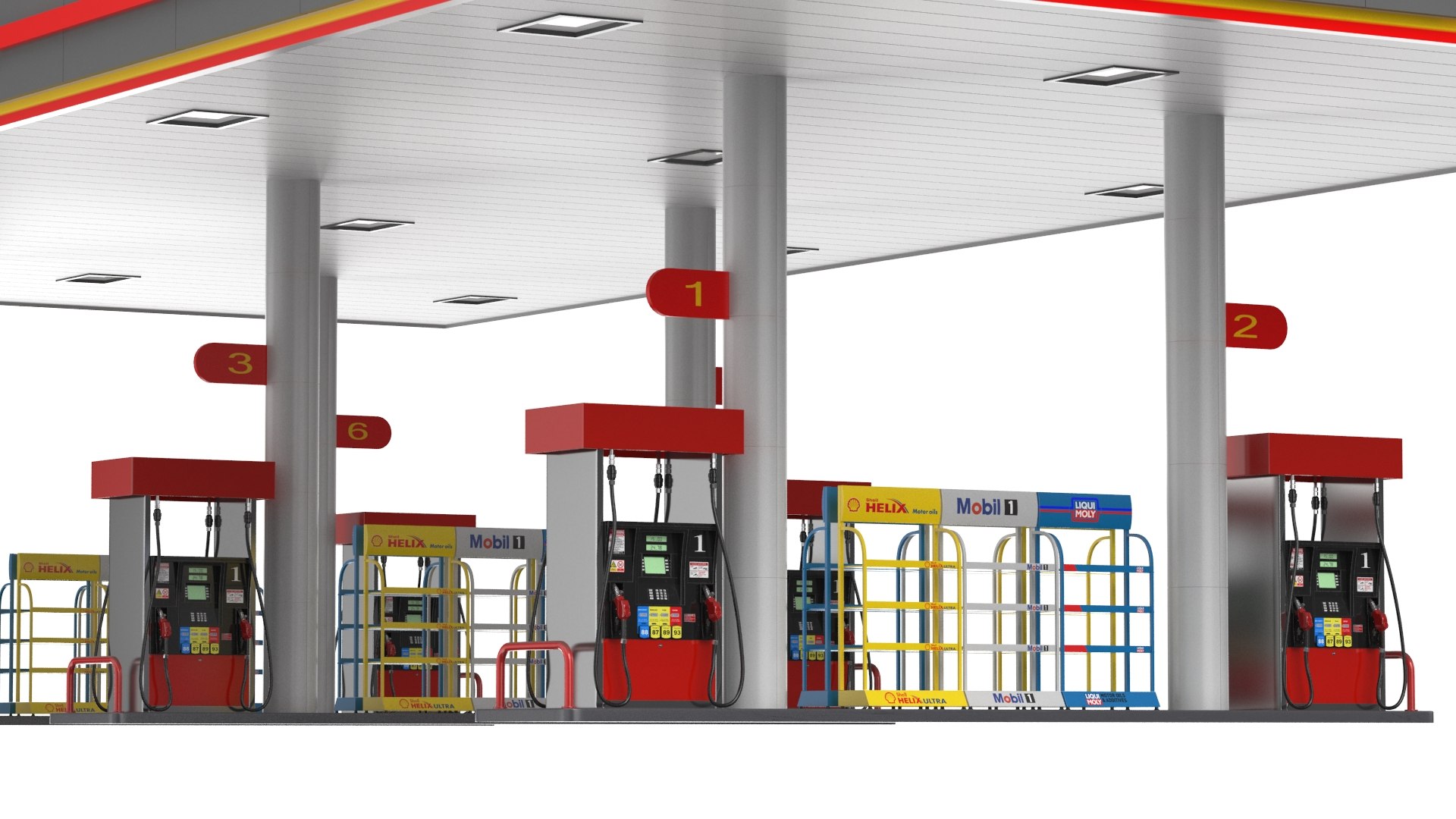 3D Two Detailed Gas Station Buildings 02 Model - TurboSquid 2037225