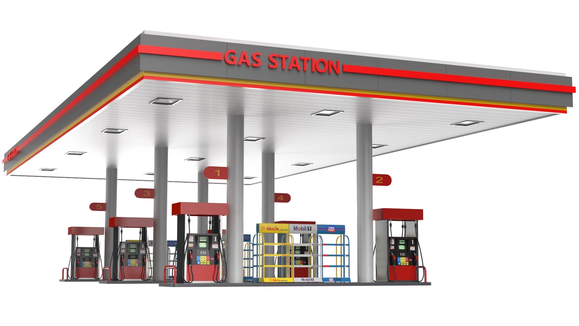 3D Two Detailed Gas Station Buildings 02 Model - TurboSquid 2037225