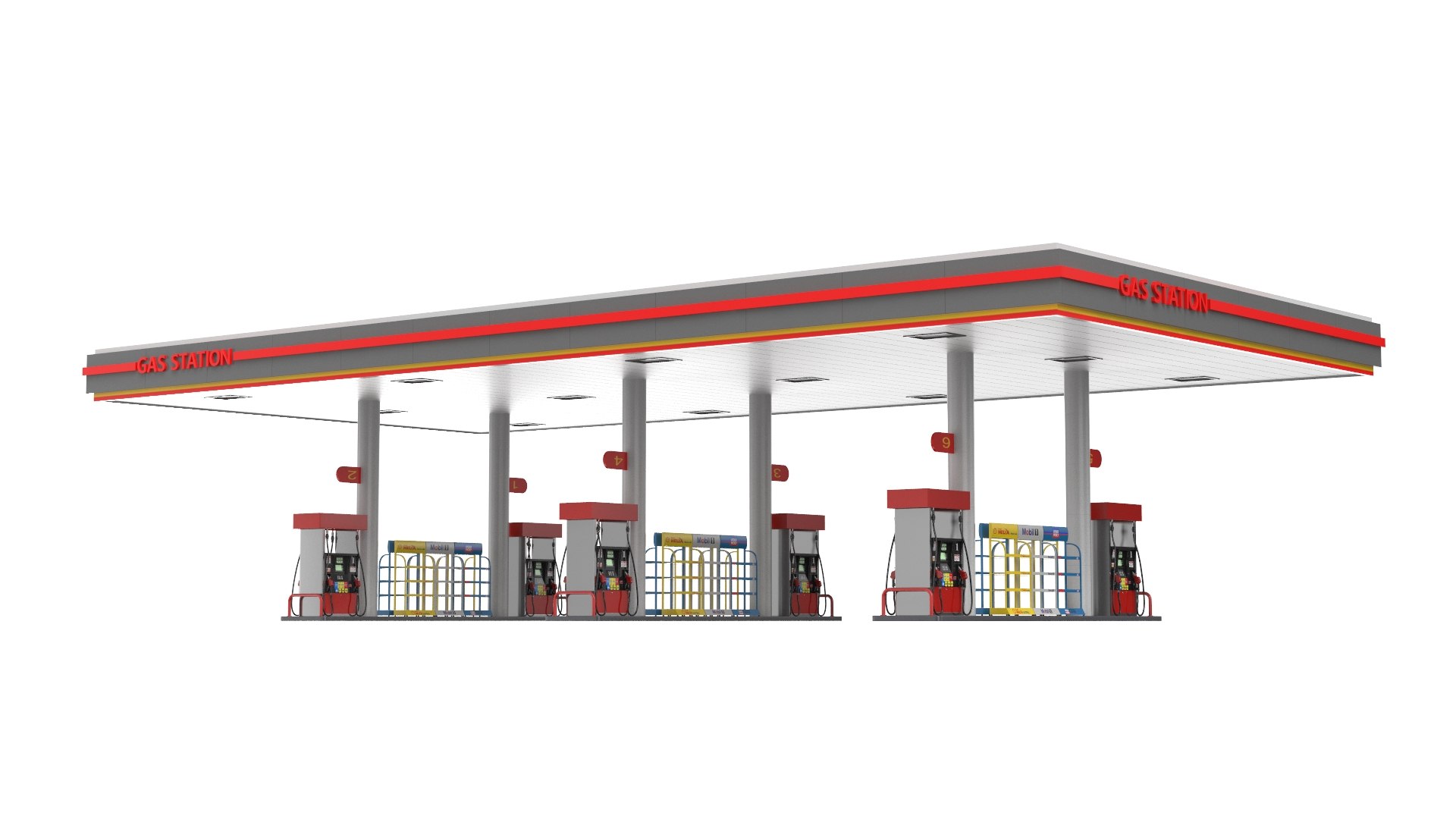 3D Two Detailed Gas Station Buildings 02 model - TurboSquid 2037225