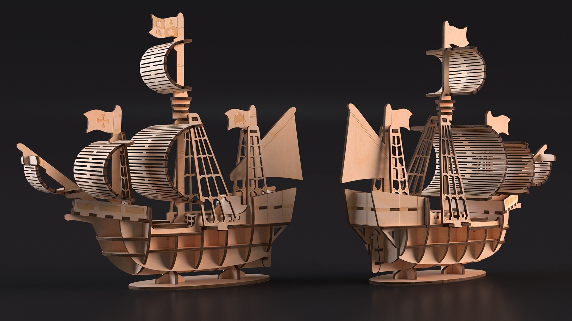 3D Wooden Puzzle Ship - TurboSquid 2059202