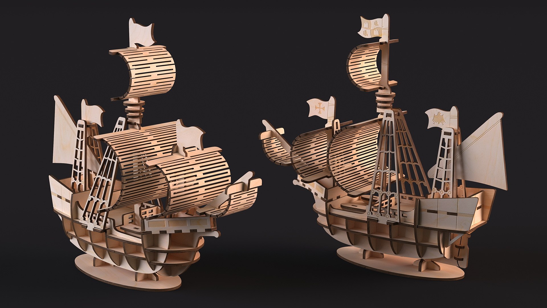3D Wooden Puzzle Ship - TurboSquid 2059202
