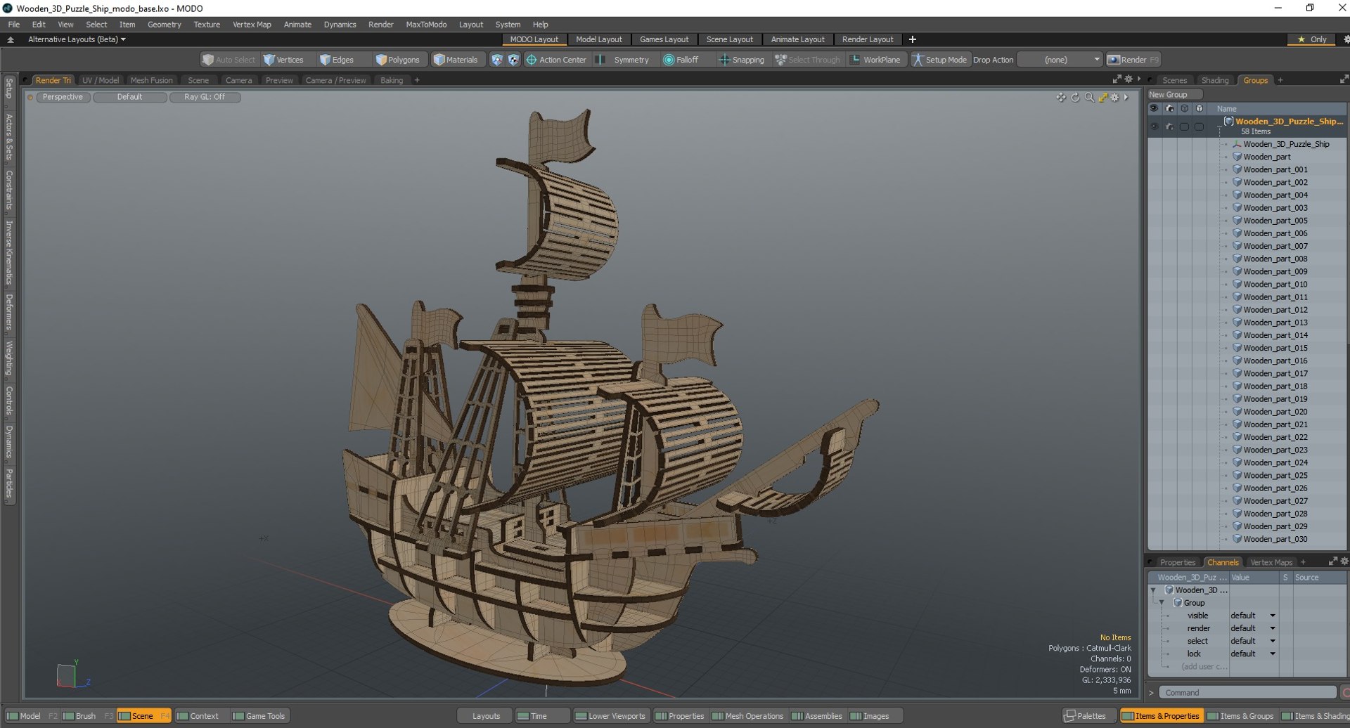3D Wooden 3D Puzzle Ship - TurboSquid 2059202