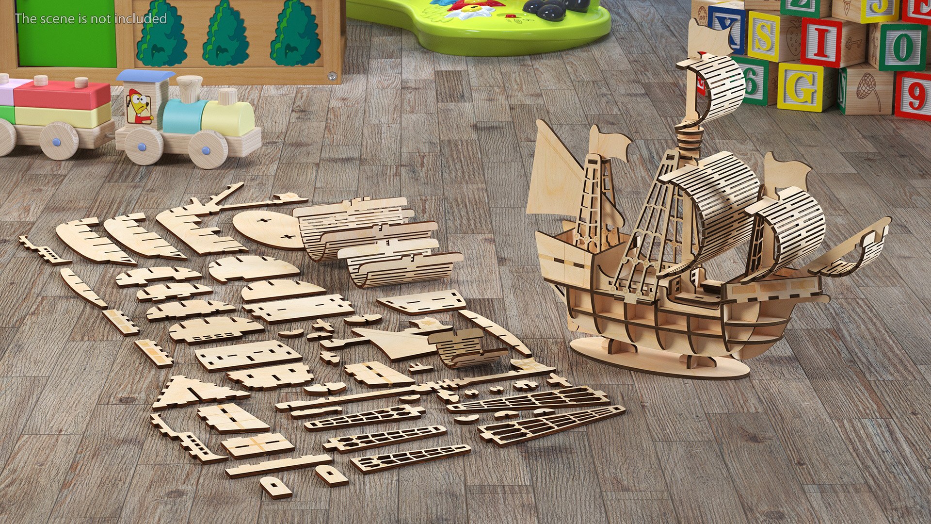 3D Wooden Puzzle Ship - TurboSquid 2059202