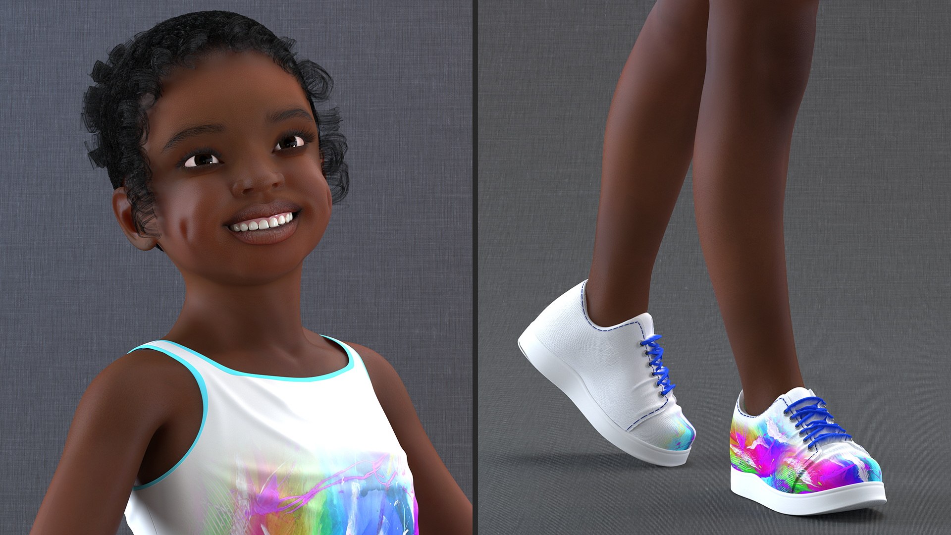 3D Smiling Sport Style Girl Child Standing Model - TurboSquid 2098145