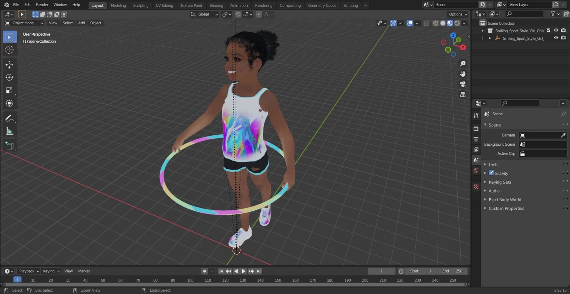 3D Smiling Sport Style Girl Child Standing Model - TurboSquid 2098145