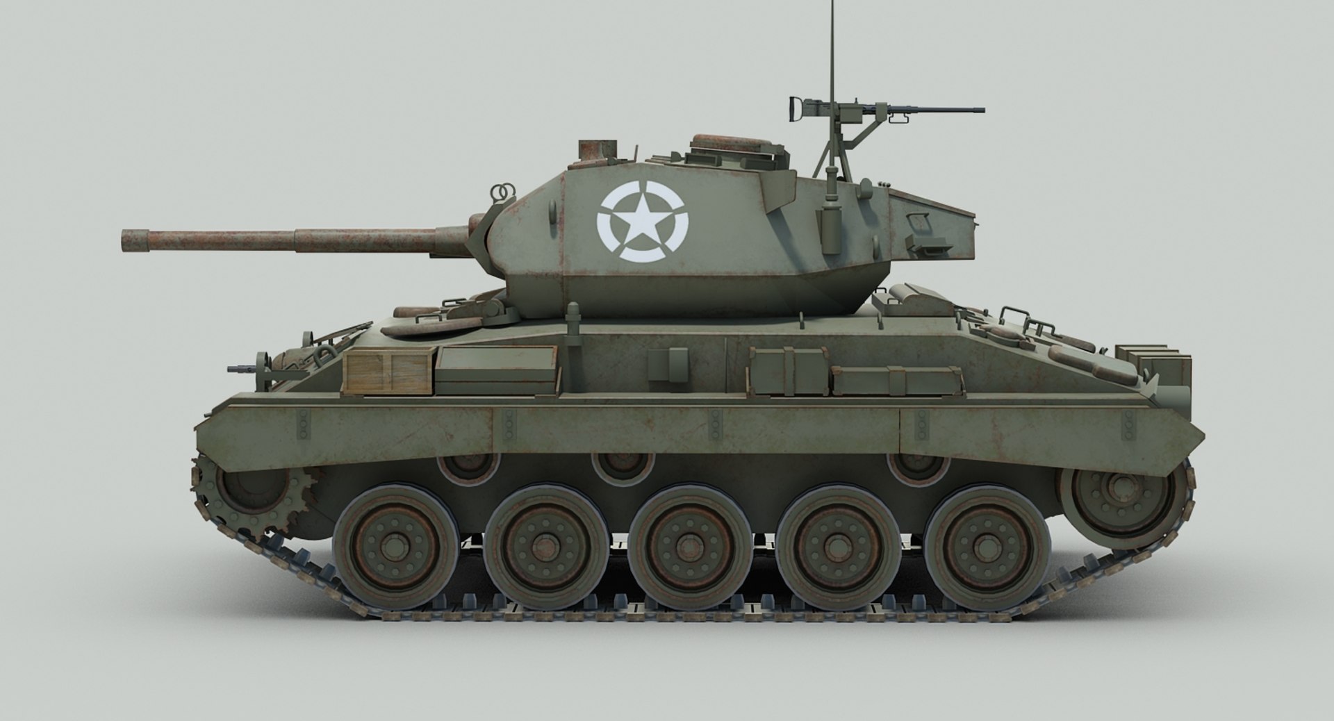 3d M24 Chaffee Light Tank Model