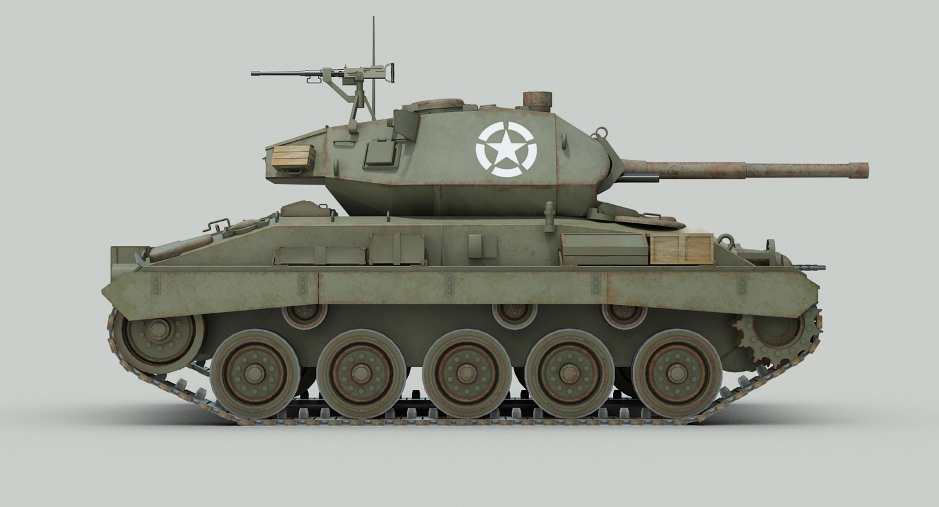 3d M24 Chaffee Light Tank Model