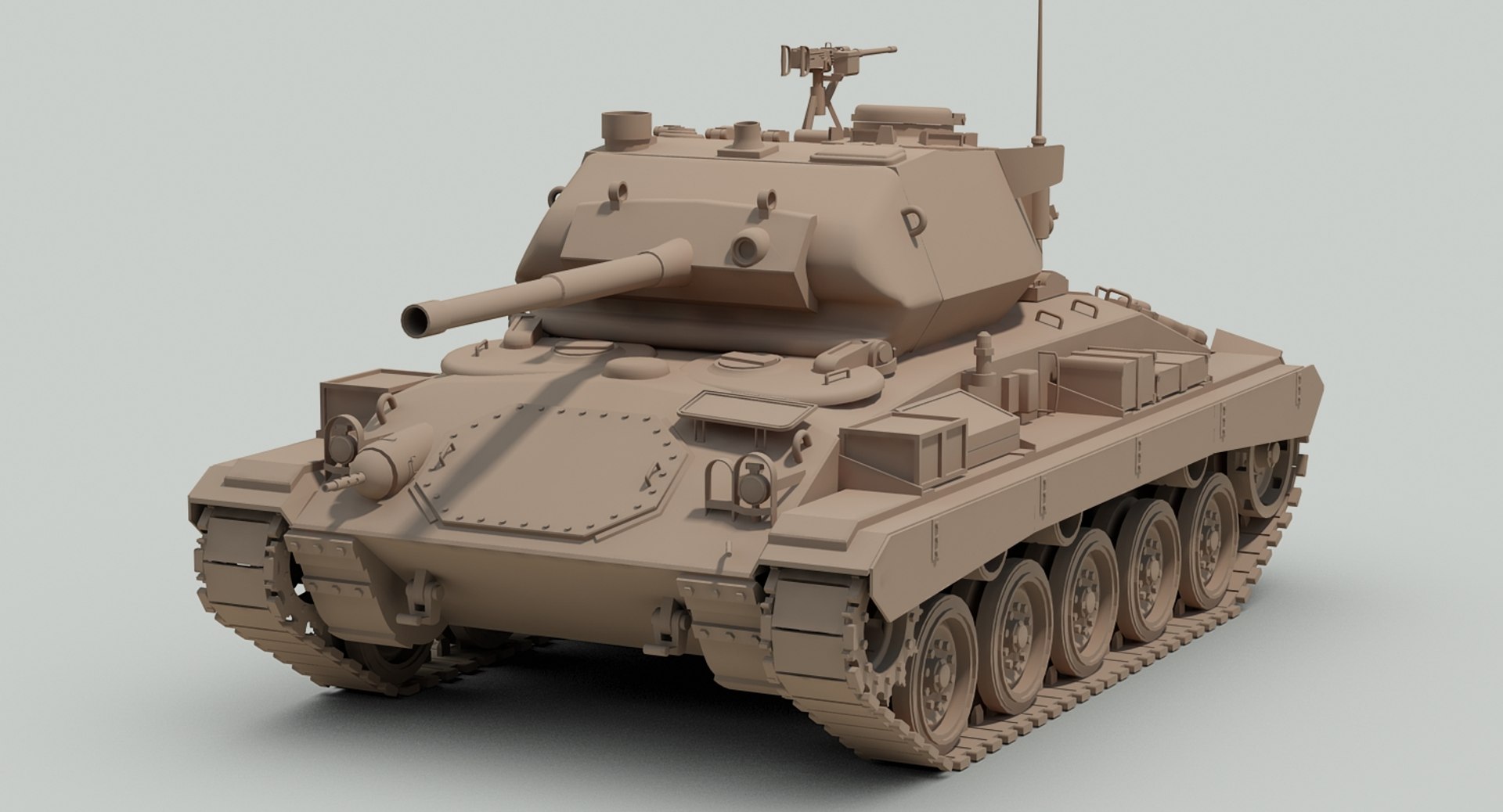 3d M24 Chaffee Light Tank Model