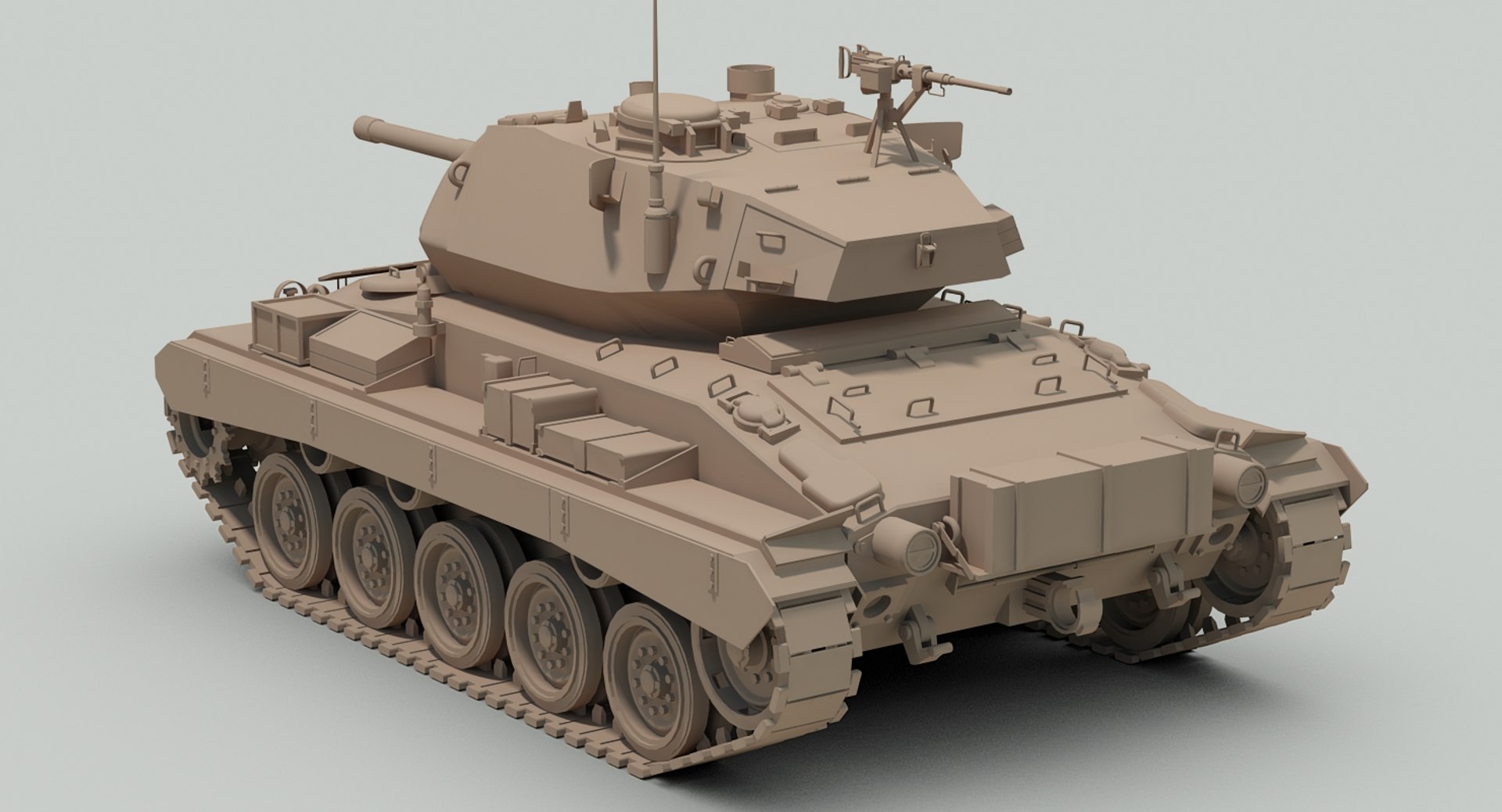 3d M24 Chaffee Light Tank Model