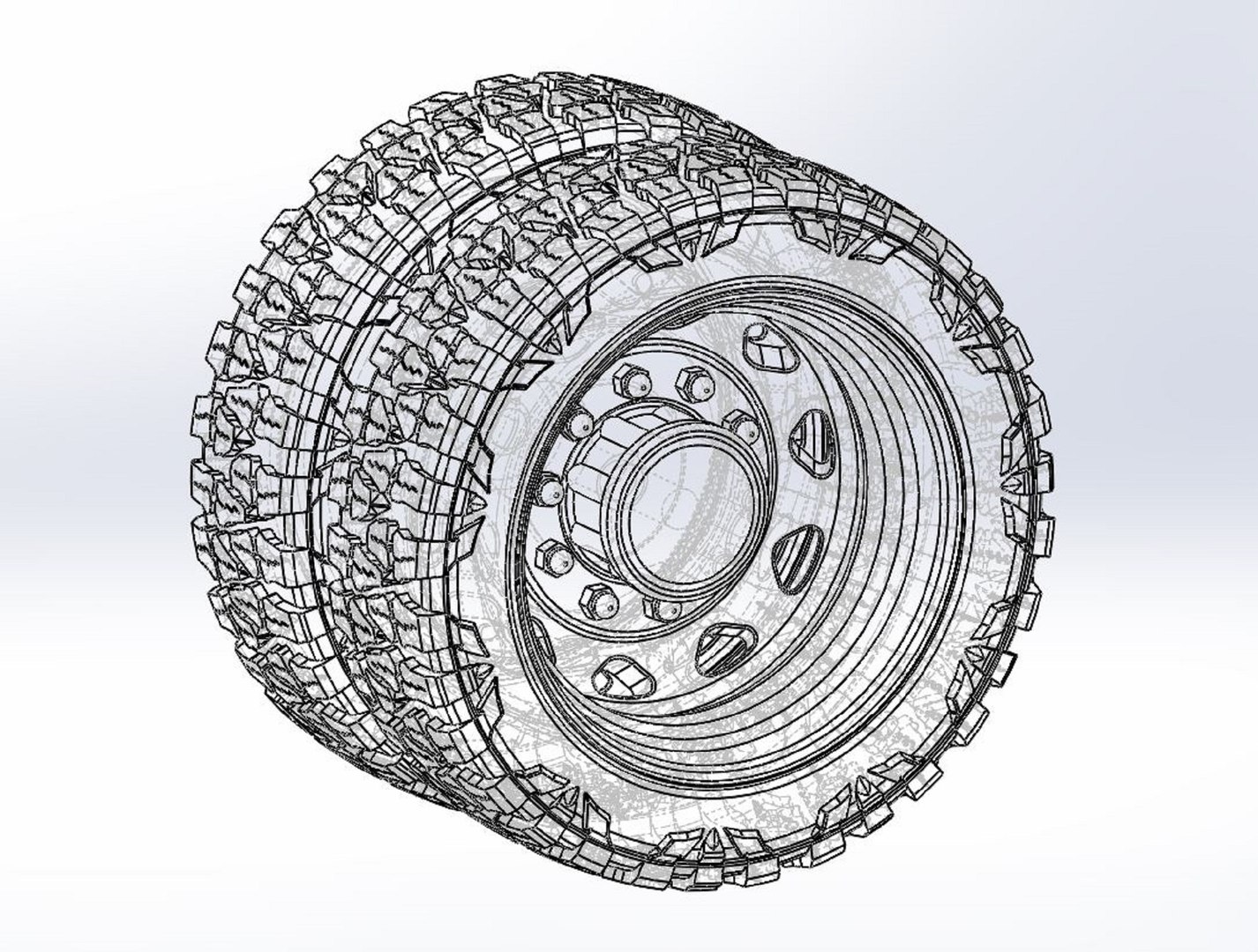 3D Diecast 10 Triangular Hole rear semi wheel for pickup Version 1 ...