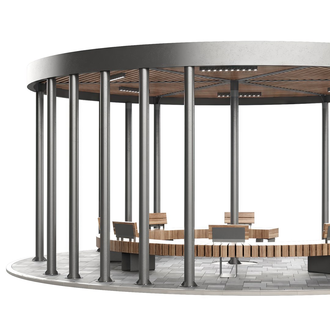 3D Set Of Pergolas Gazebos Canopies With Swings Benches 2 3D Model ...