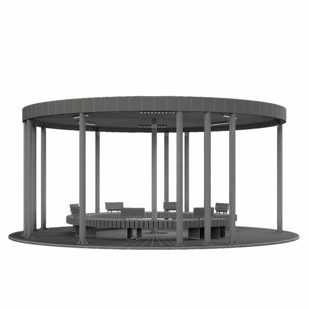 3D Set Of Pergolas Gazebos Canopies With Swings Benches 2 3D Model ...