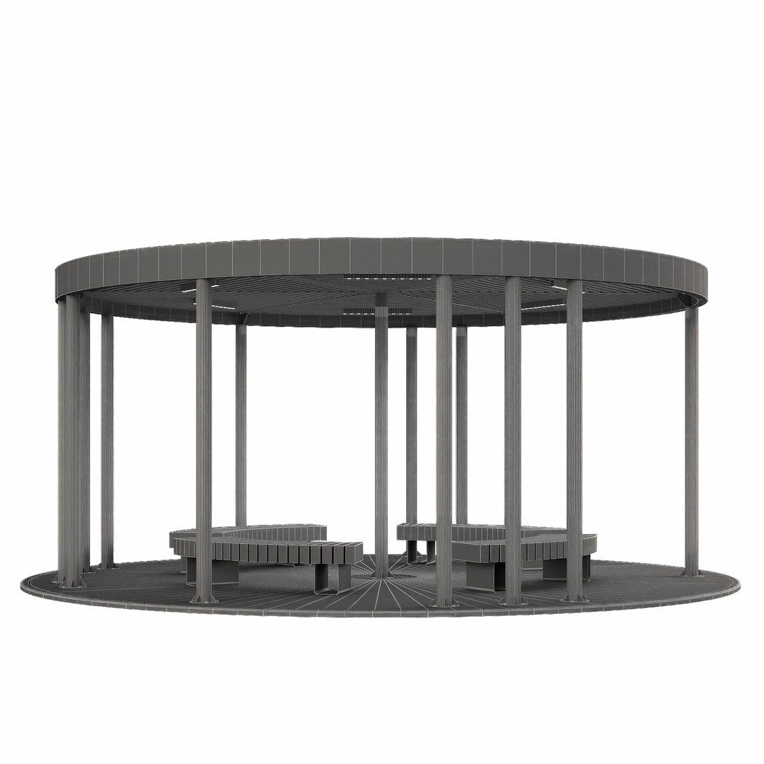 3D Set Of Pergolas Gazebos Canopies With Swings Benches 2 3D Model ...