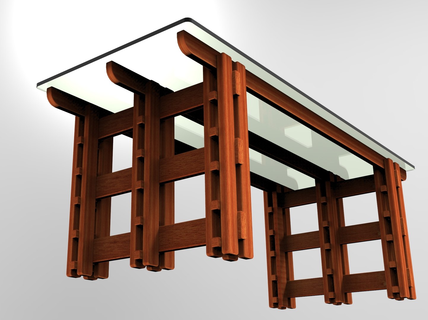 3D wood glass table - TurboSquid 1216603