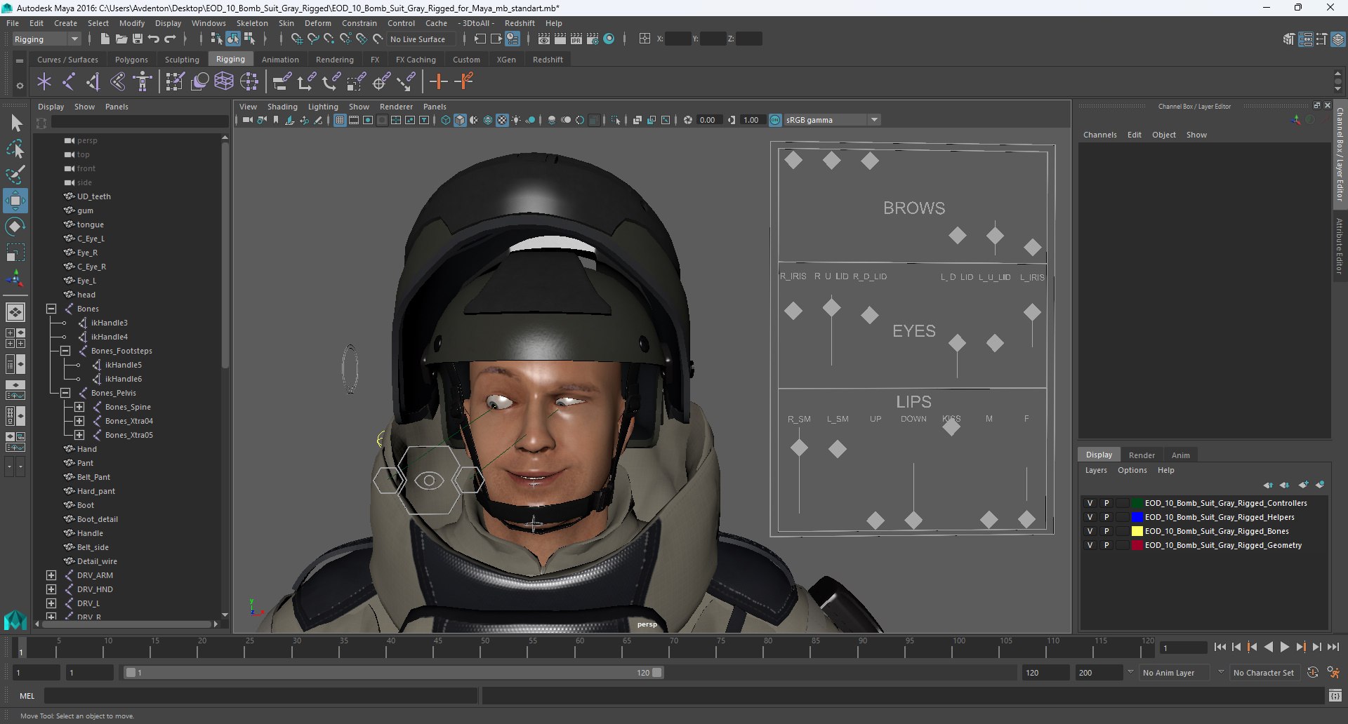 3D EOD 10 Bomb Suit Gray Rigged For Maya - TurboSquid 2296010