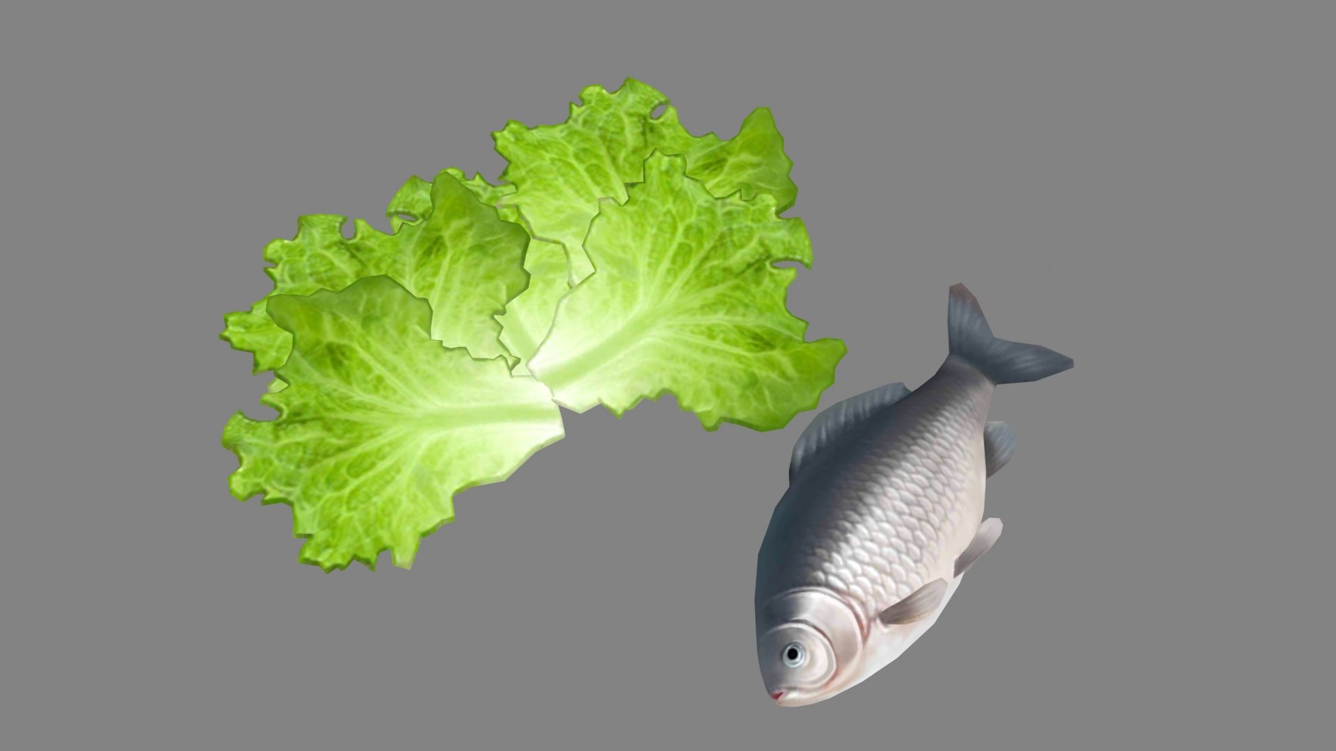 3D Model Cartoon Fish And Vegetable - TurboSquid 2110496