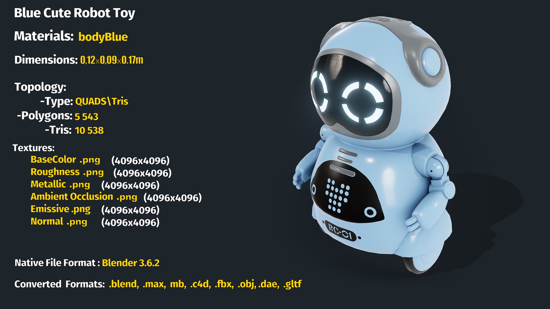 Blue Cute Robot Toy 3D Model - TurboSquid 2120746