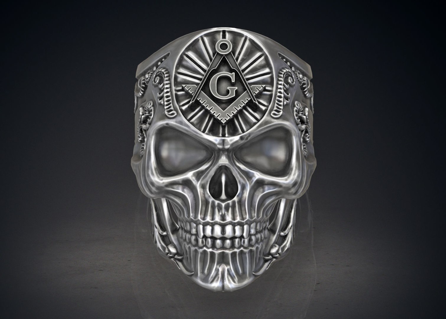 Ring Masonic Skull Freemasons 3ds