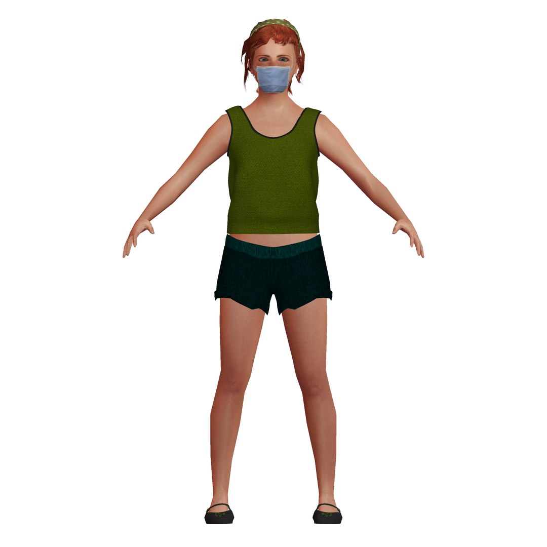 3D Low-poly Redhead Wearing Face Mask Model - TurboSquid 1642409