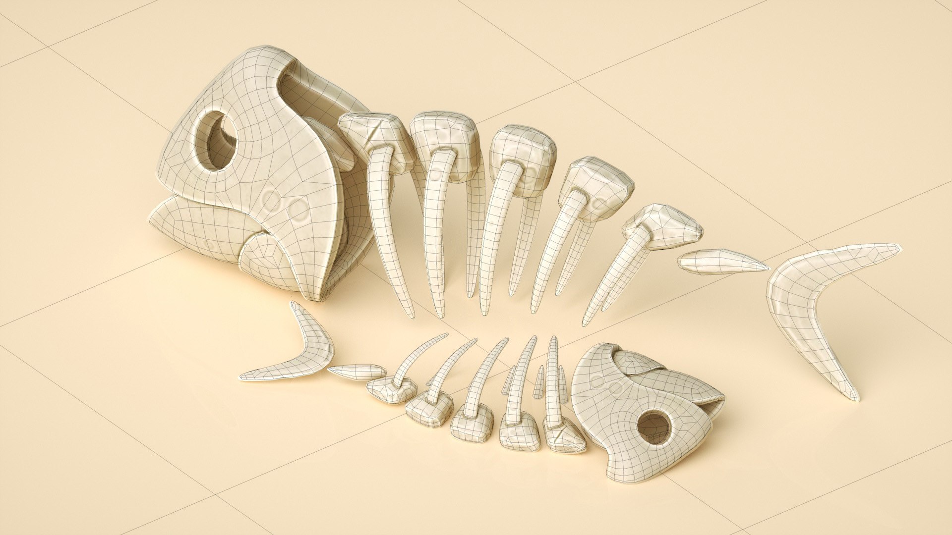 3D model fish bone fossil - TurboSquid 1922083