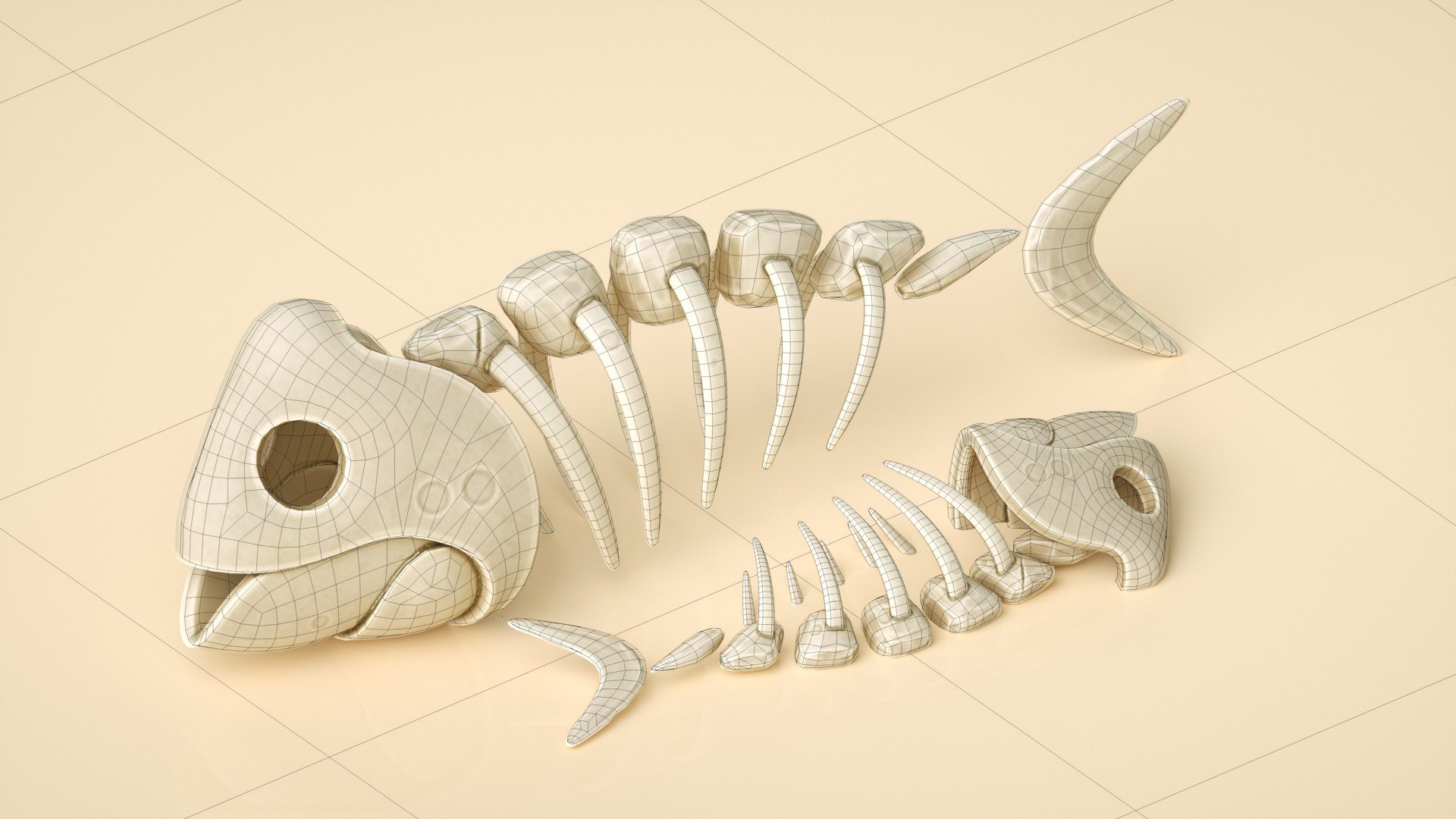 3D model fish bone fossil - TurboSquid 1922083