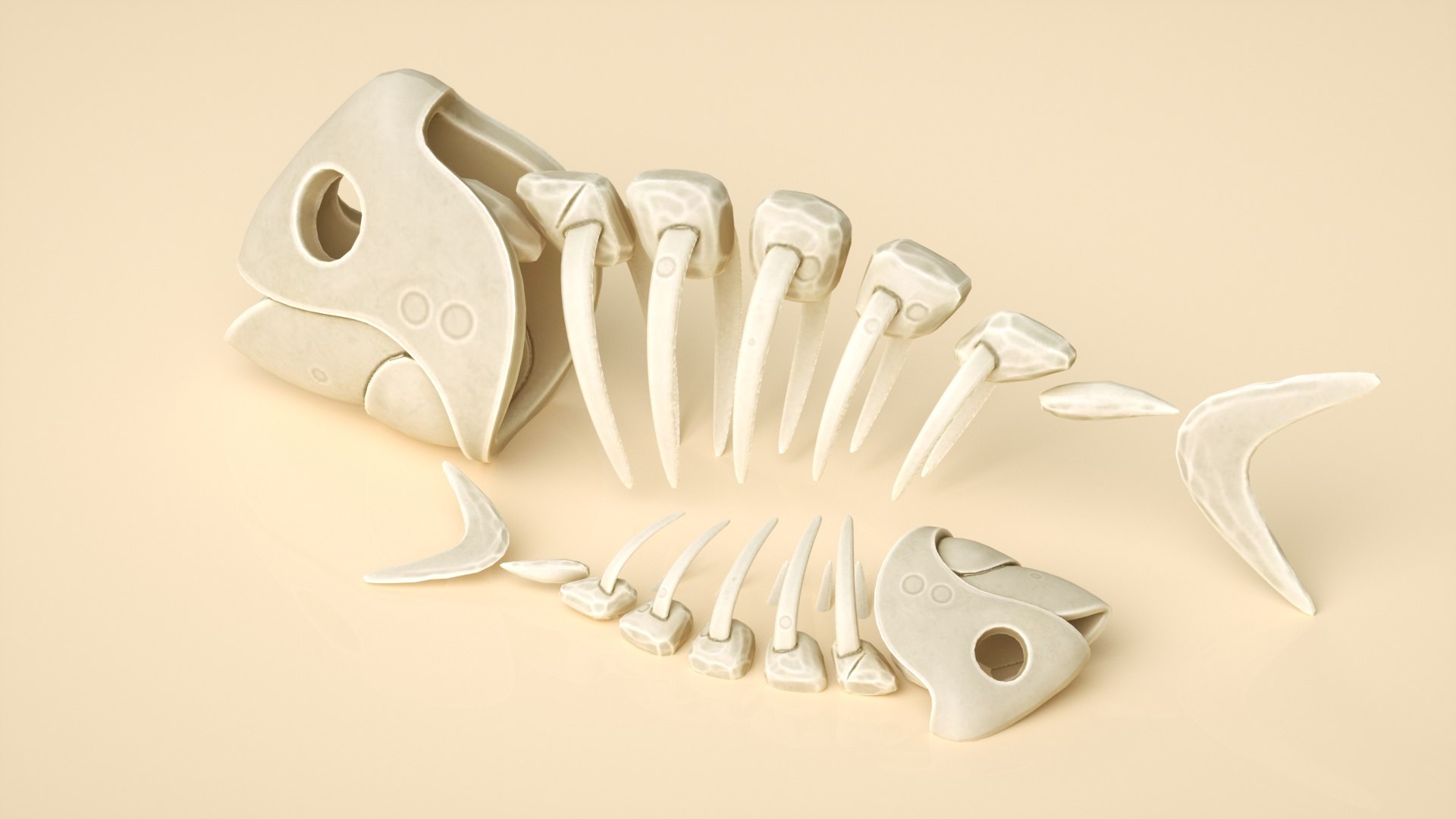 3D model fish bone fossil - TurboSquid 1922083