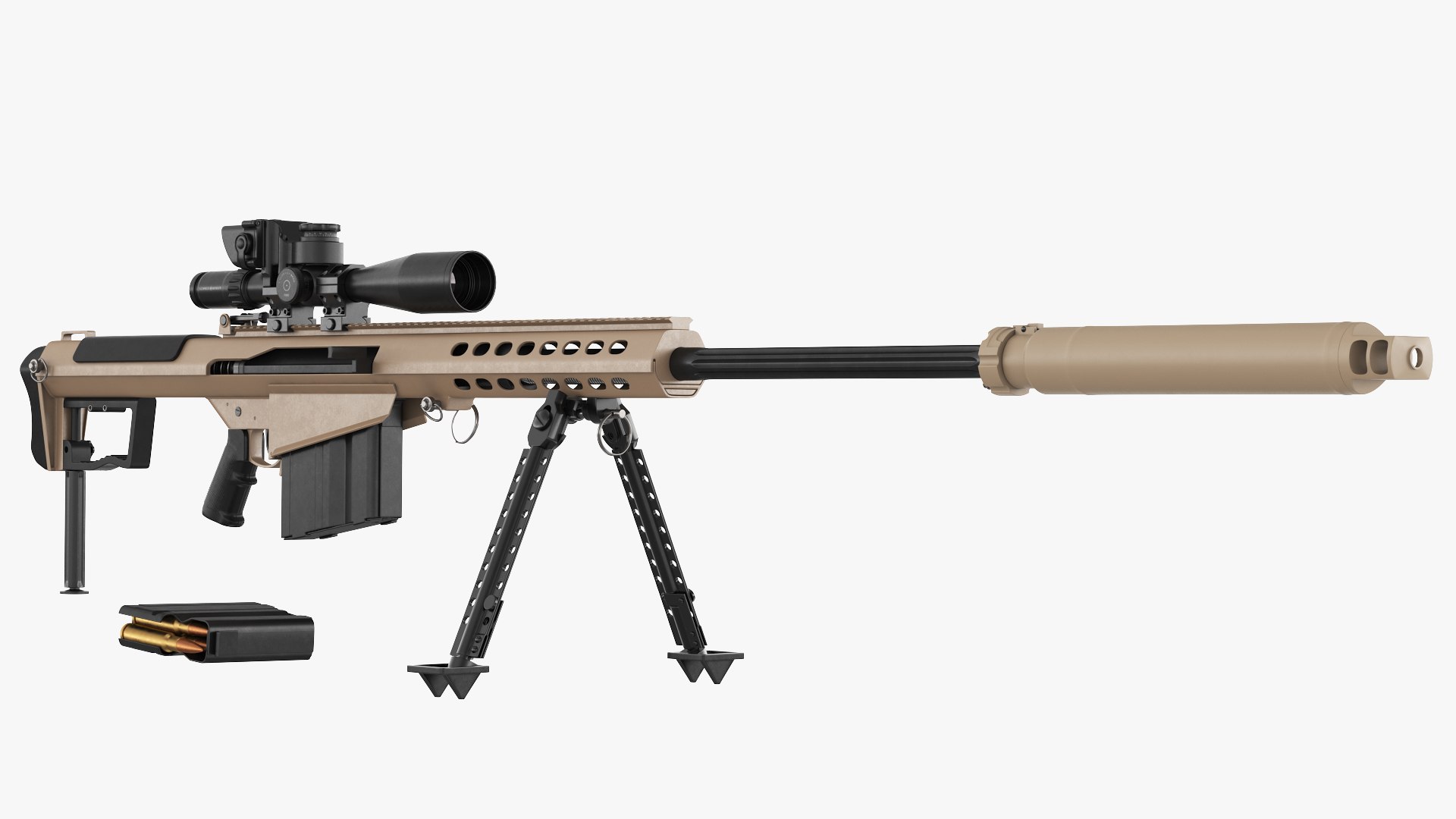 3D Barrett M107A1 Dust Sniper Rifle - TurboSquid 1876264