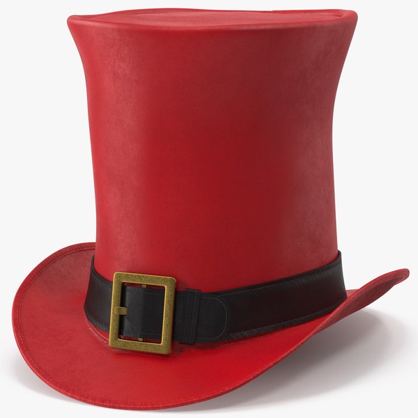Leather Top Hat Red with Buckle v 2 model - TurboSquid 1822949