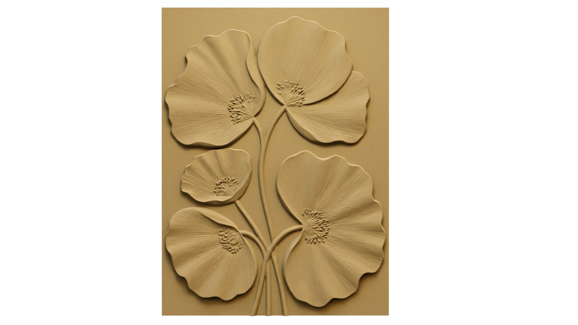 3D Model Modern Flower Relief Panel Wall Decor Set STL Mural CNC 369 ...