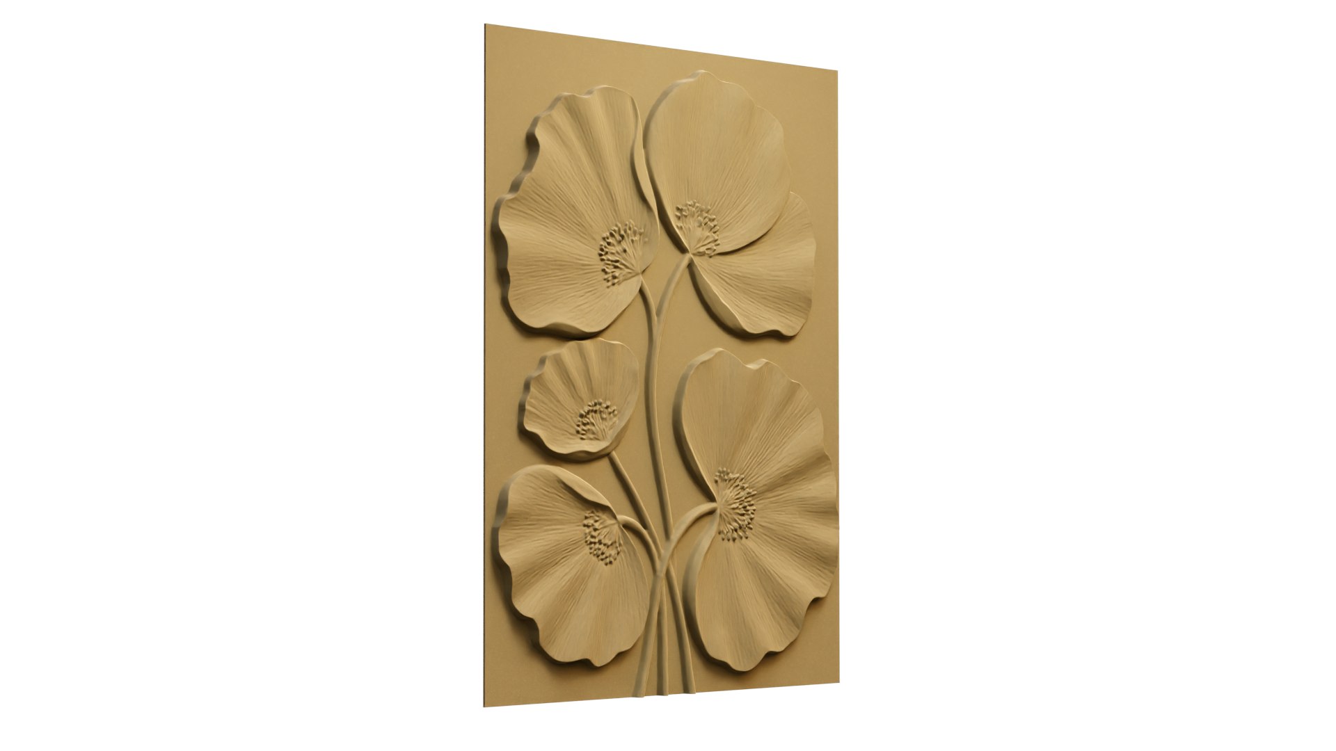 3D Model Modern Flower Relief Panel Wall Decor Set STL Mural CNC 369 ...