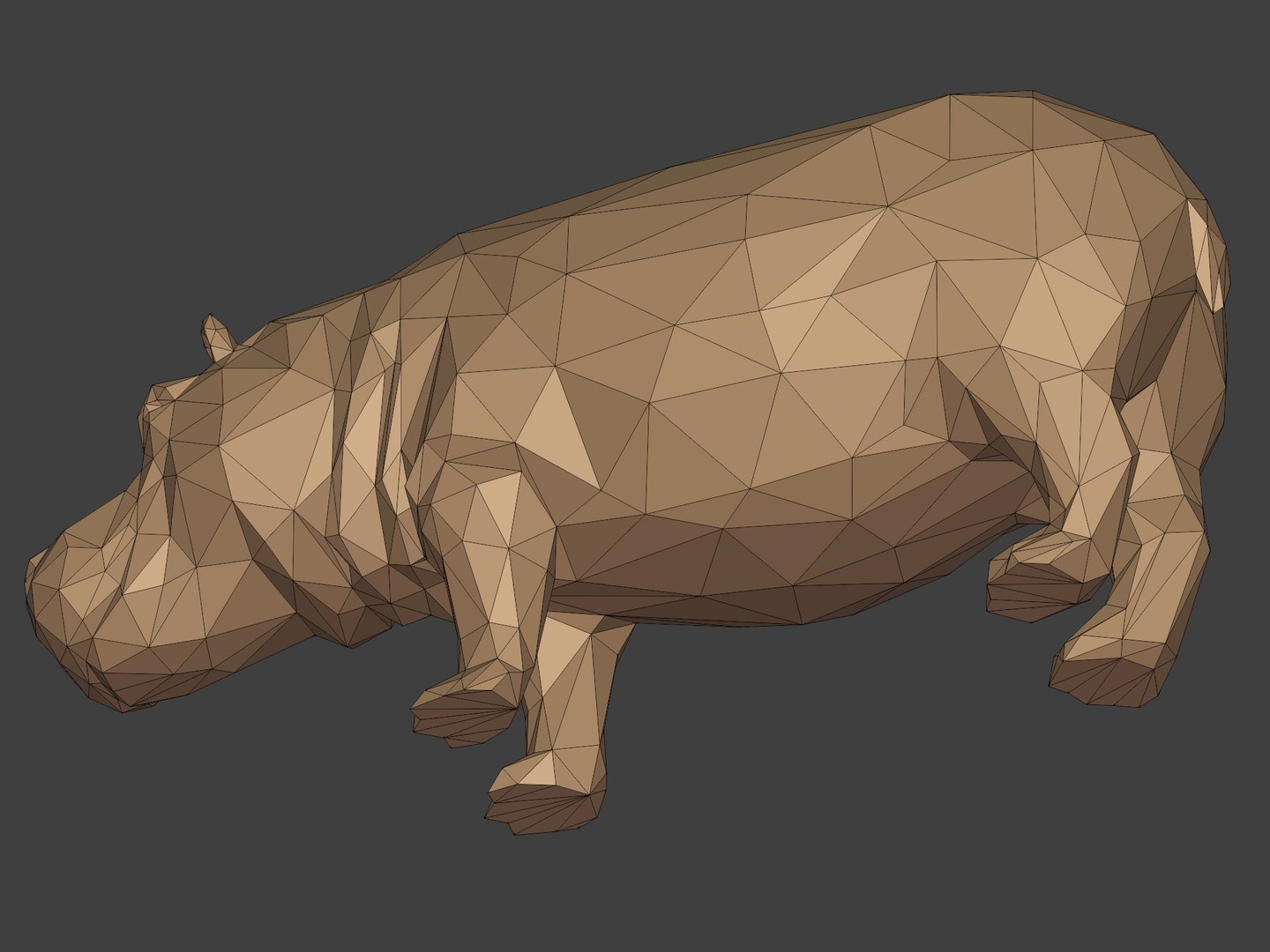 3D Polygonal cartoon Hippopotamus Figurine model - TurboSquid 2069030