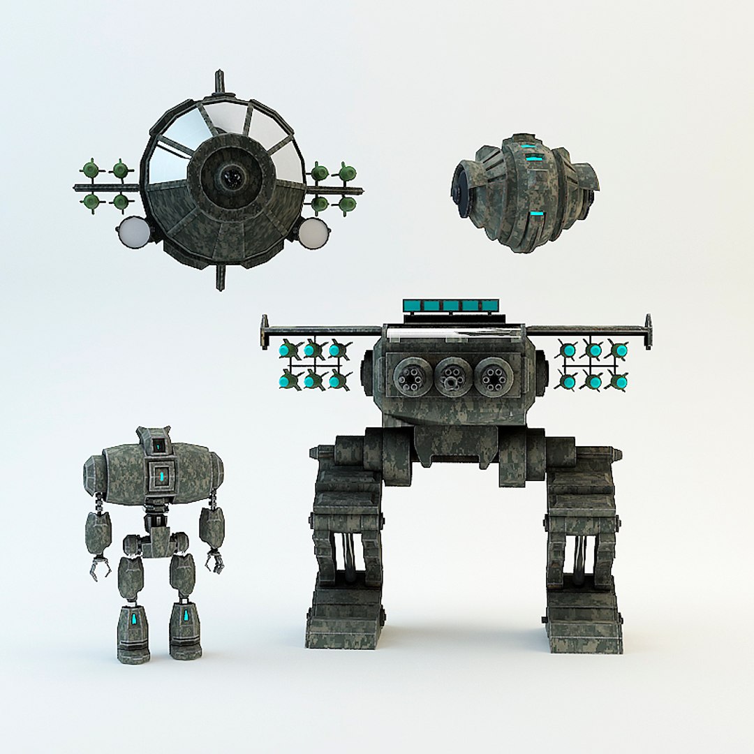 3d War Robot Set Model