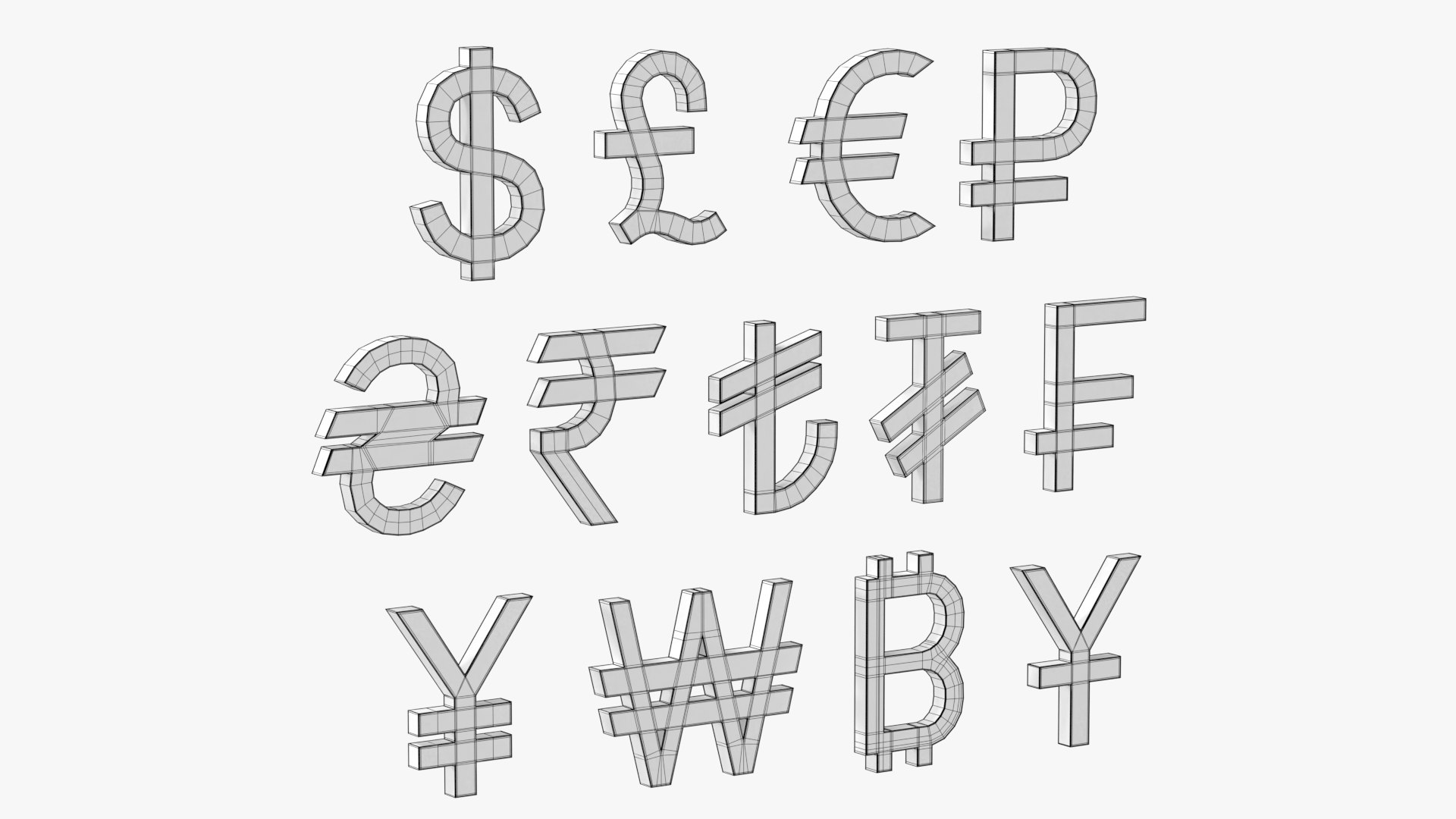 3D Currency Symbols Model - TurboSquid 2068713