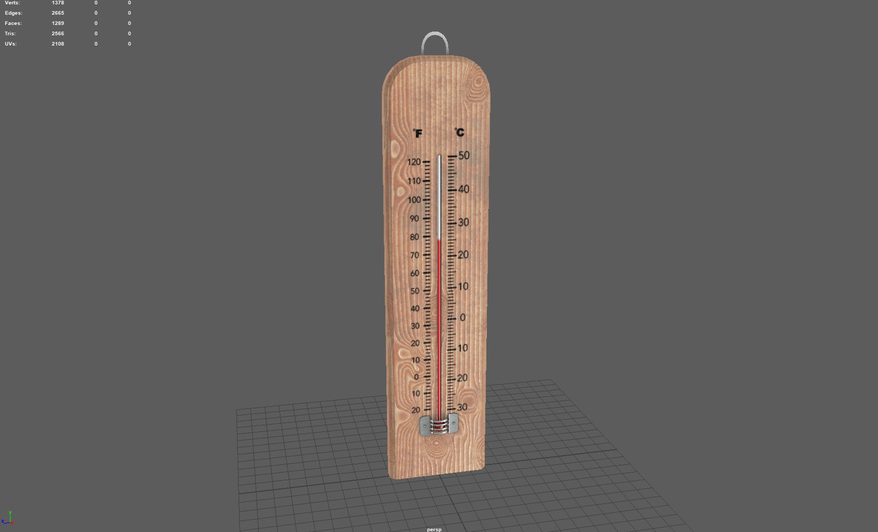 3D Taditional Wooden Thermometer Model - TurboSquid 2099730